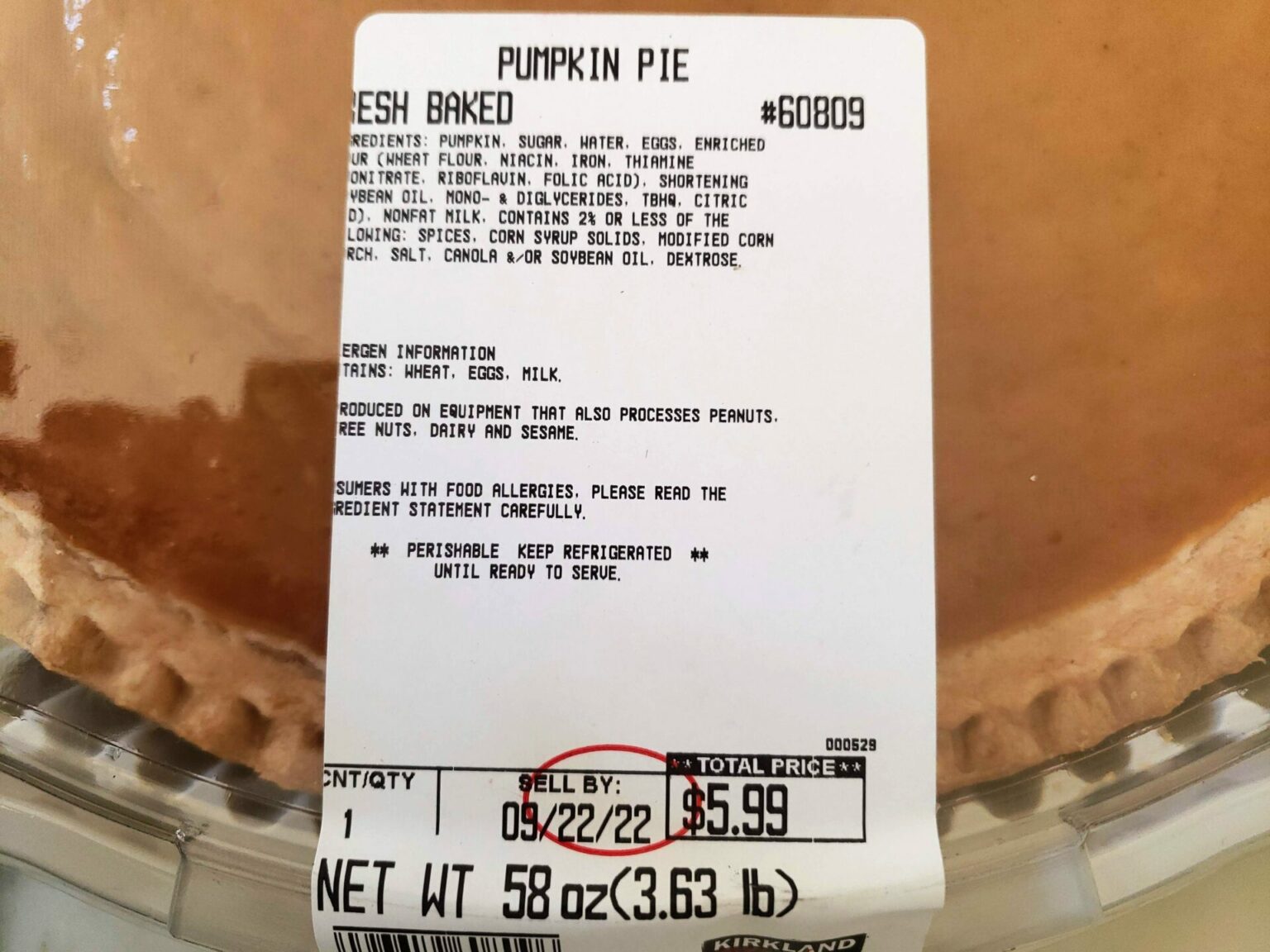 Costco Pumpkin Pie (Giant) - FAQ, Freezing Tip, Price